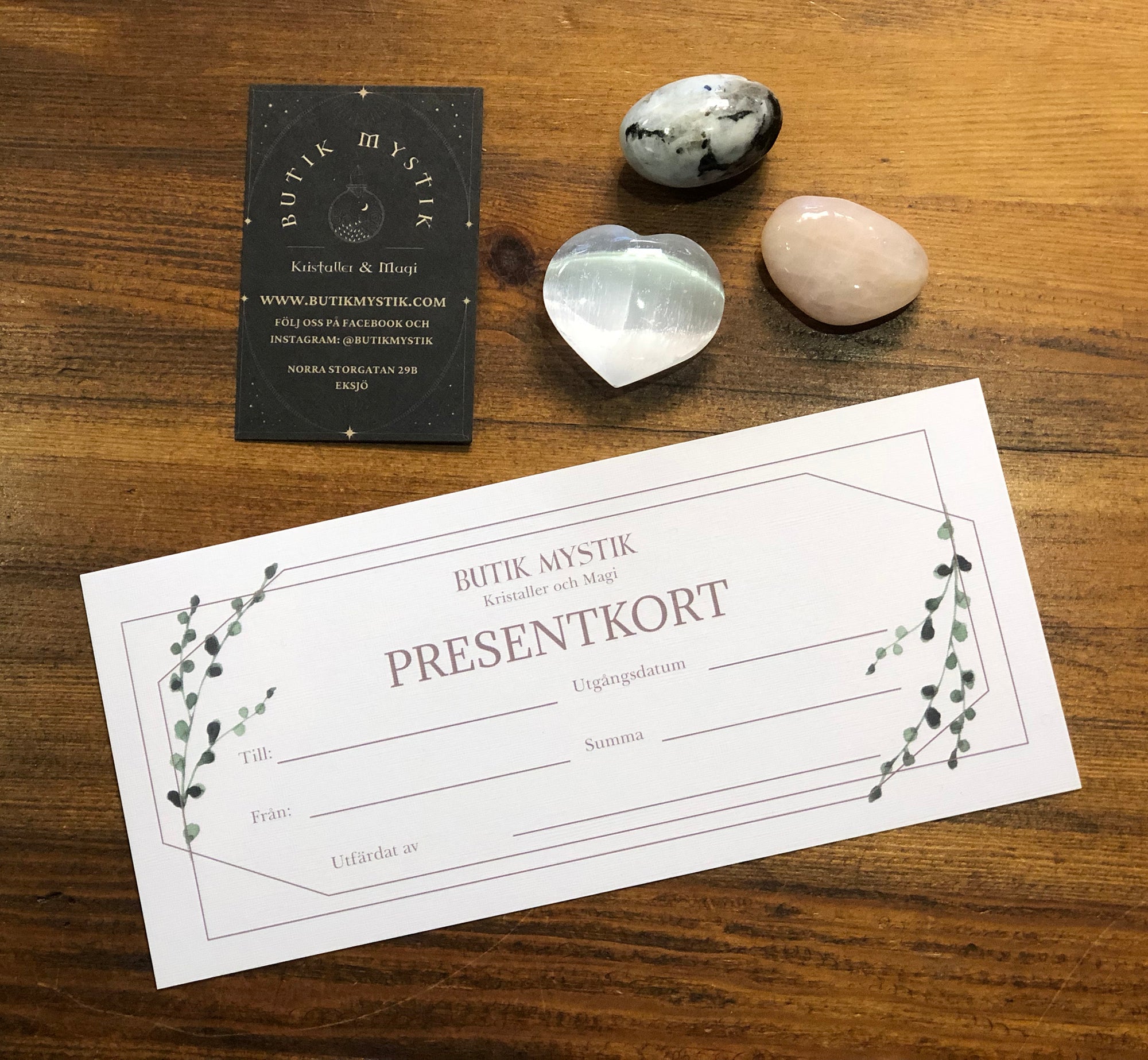 Presentkort i butiken - digitalt med personlig kod – Butik Mystik