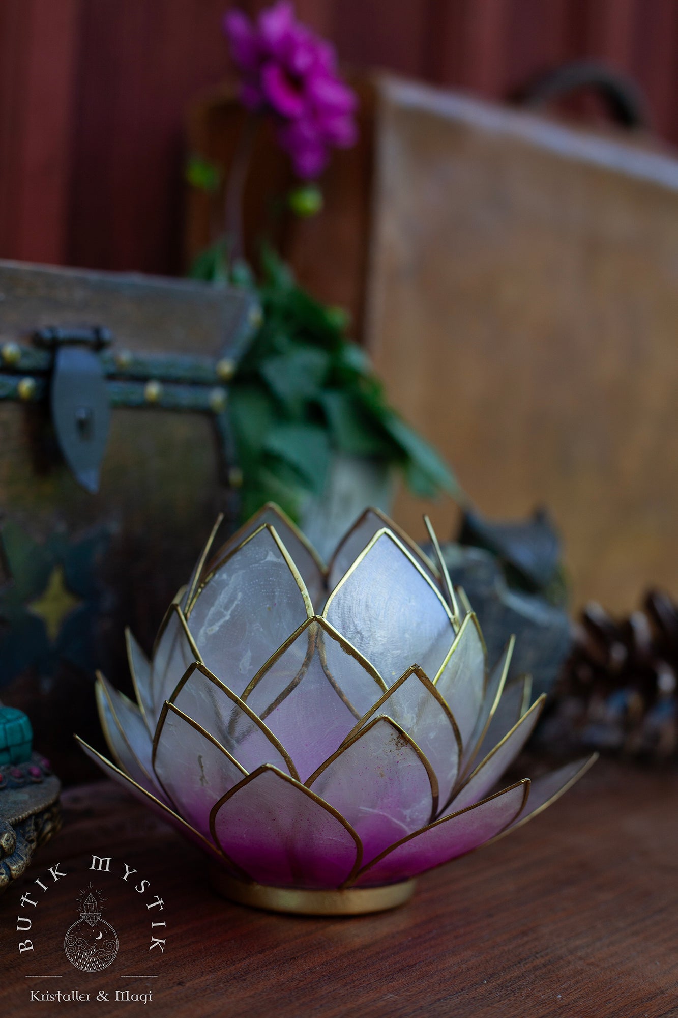 Lotus ljuslykta - Stor Rosa – Butik Mystik